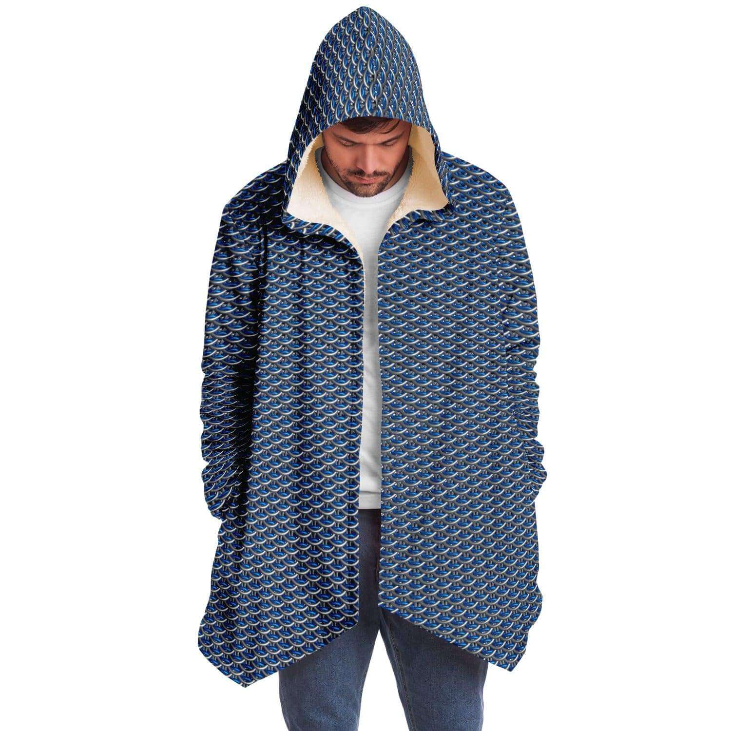 Blue Chainmail Dragonscale Microfleece Cloak : MailleWerX
