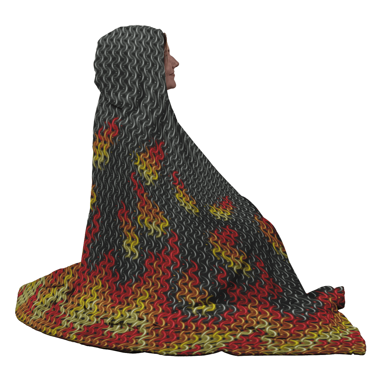 Chainmail Flames Hooded Blanket : MailleWerX
